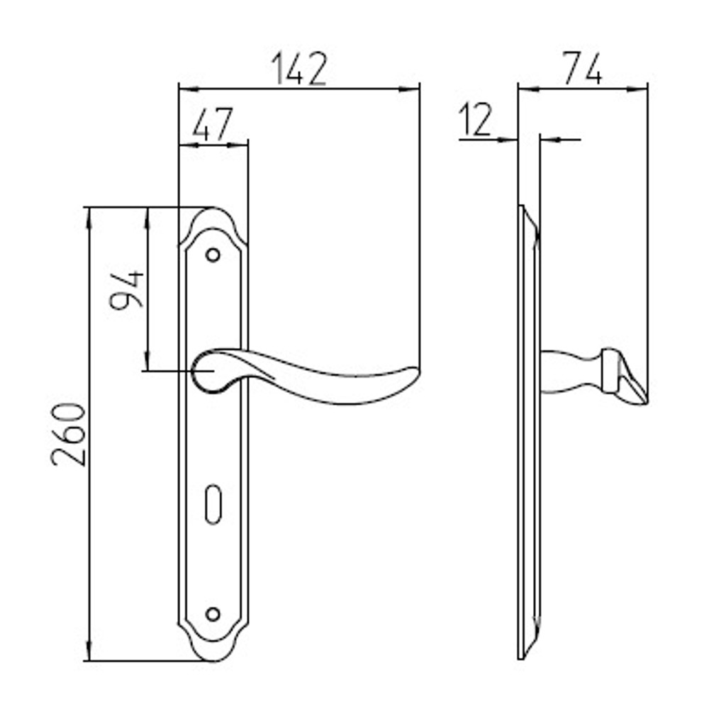 Mandelli Norma matt bronz hosszúcímes kilincsgarnitúra - Hosszúcímes ...